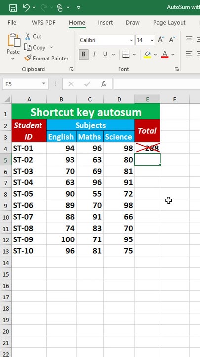 AutoSum with Shortcut Key in Excel - YouTube
