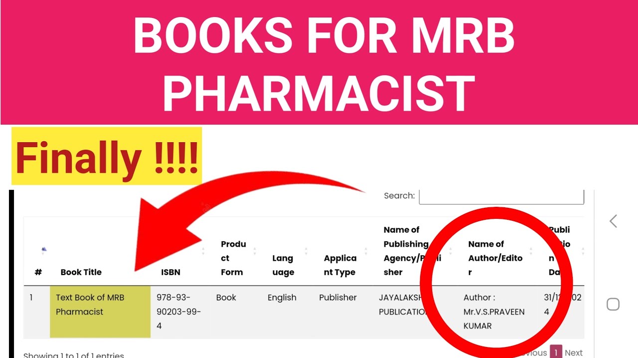 BOOKS FOR MRB PHARMACIST PREPARATION - YouTube