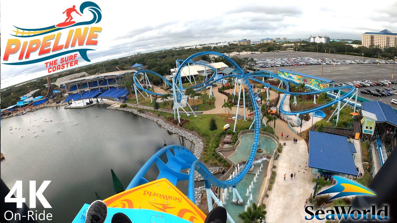 Pipeline The Surf Coaster 4k On Ride Sea World Orlando Bandm Surf