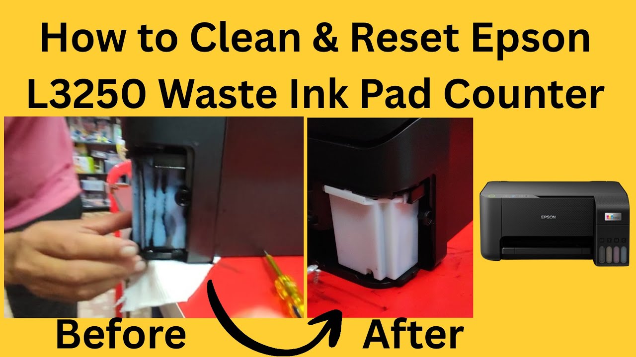 Epson L3250 L3260 L3210 L3110 Ink Pad Full? Clean Waste Ink Tank at ...
