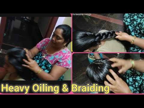 Heavy Hair oiling by Aunty || Long Hair oiling || Indian traditional ...