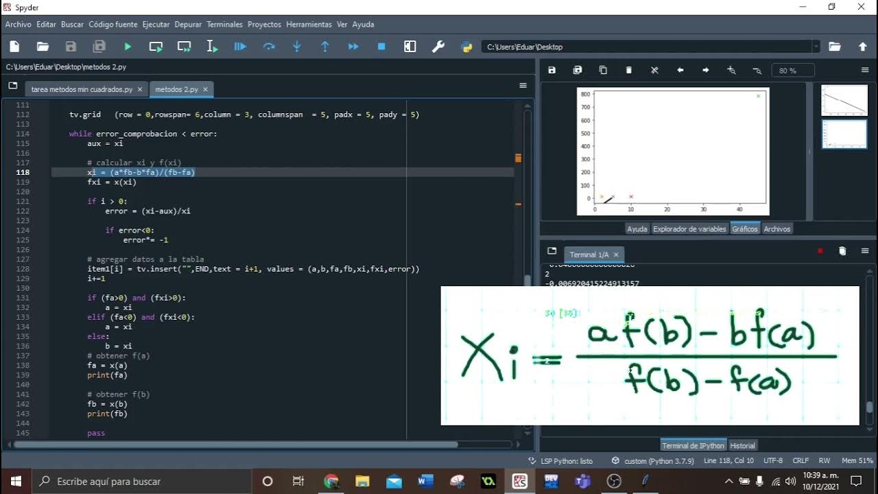 Métodos Numéricos, Falsa Posición y Mínimos cuadrados programados en ...
