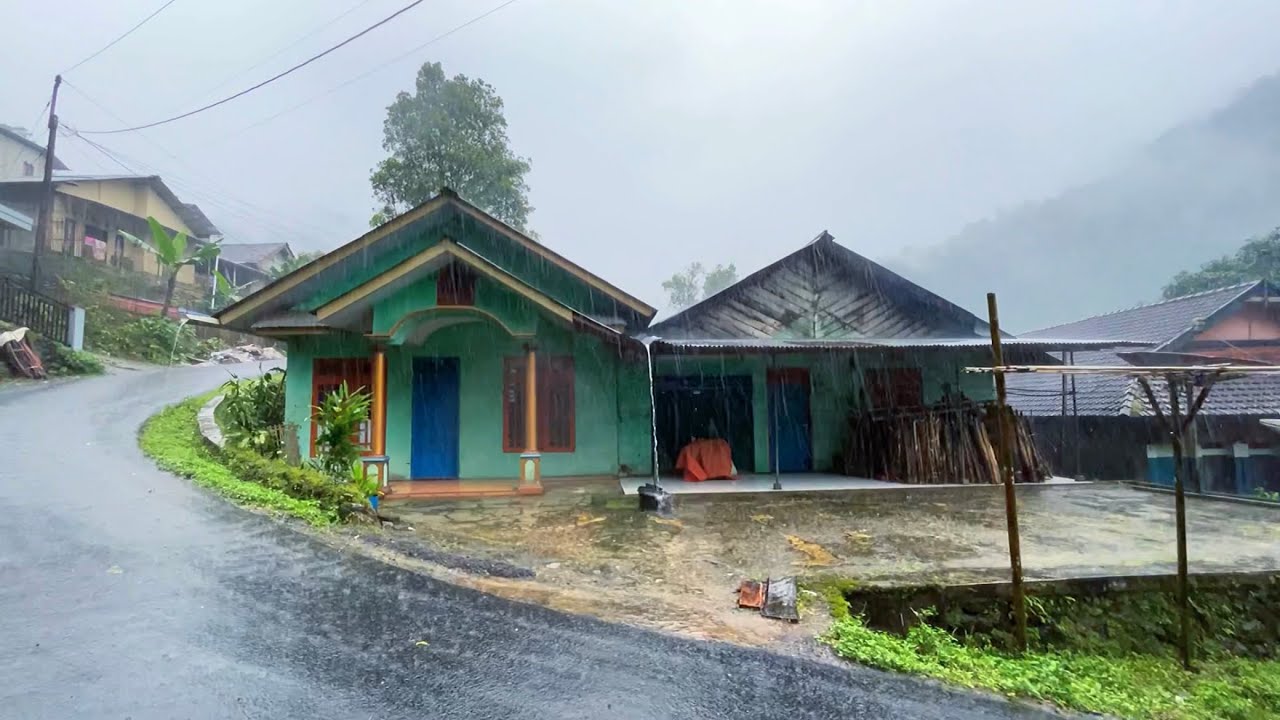 Relaxing rain in beautiful village||indonesian countryside - YouTube