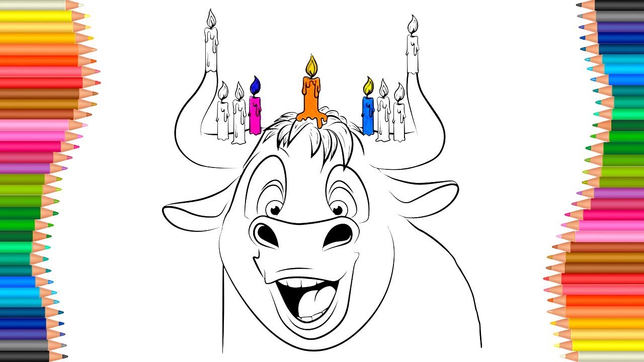 How to Draw Ferdinand the Bull with Candles on the Horns | Cartoon ...