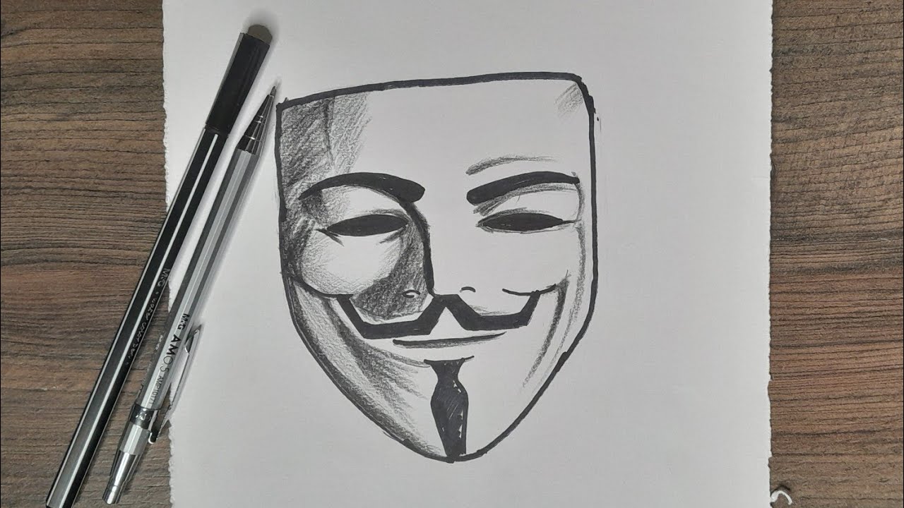 How to draw Hacker Mask for beginners | Easy step-by-step tutorial ...
