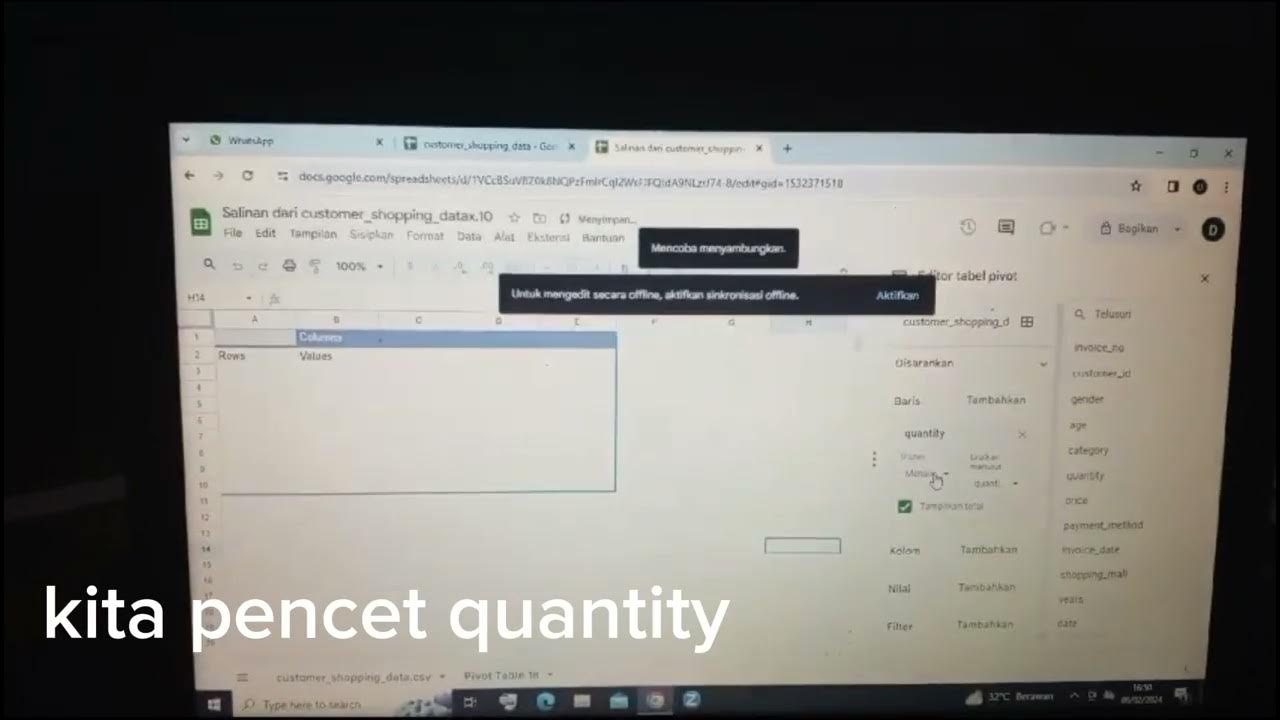 tugas vidio tutorial pivot table informatika - YouTube