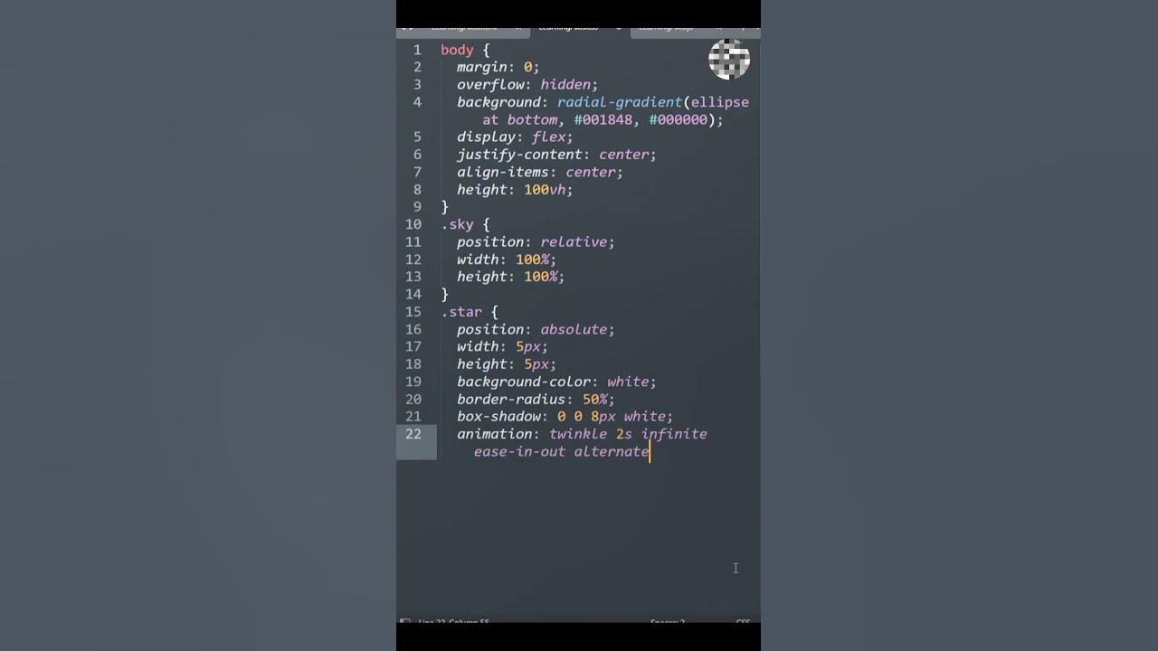 Star Night Sky In Html Css Javascript Csstutorial Star Animation Cssanimation