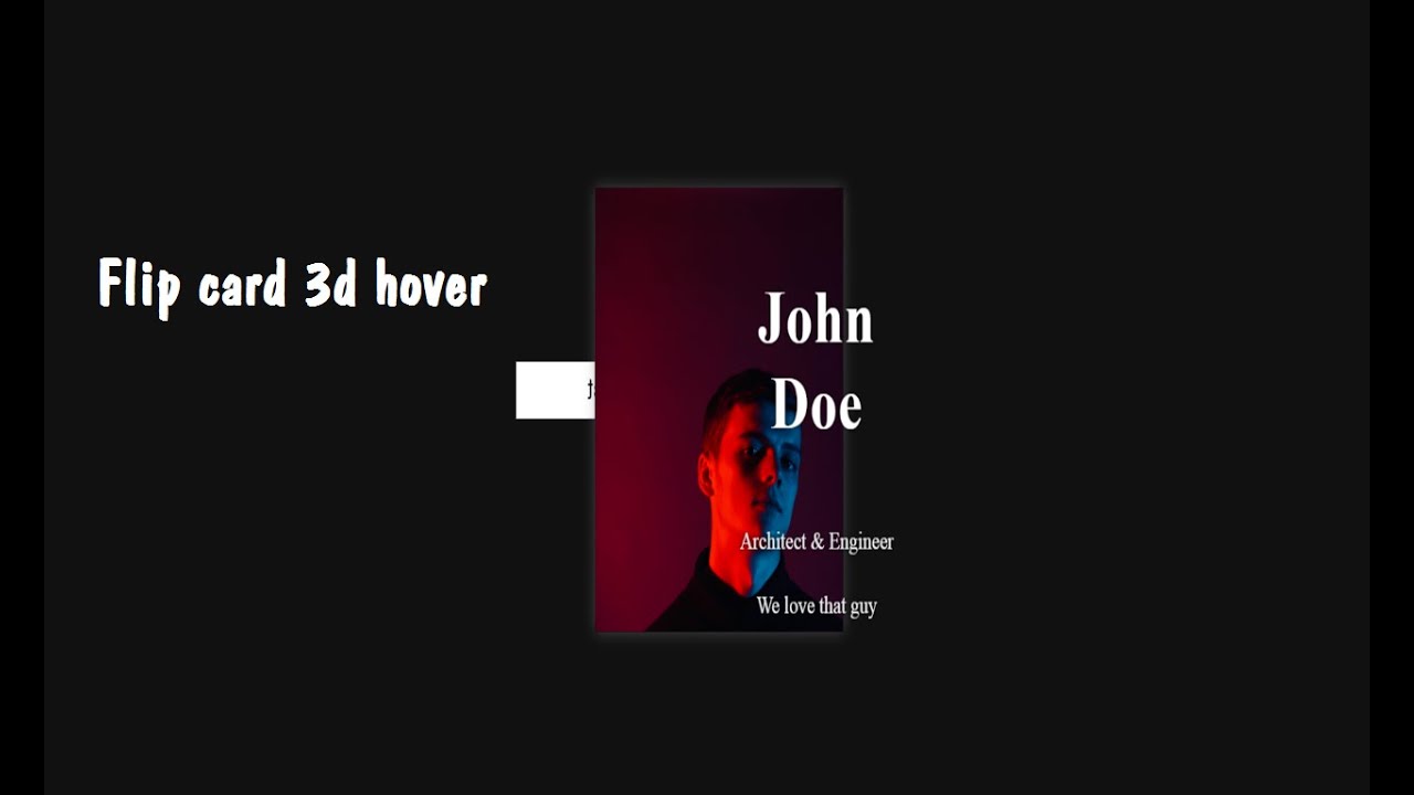 Flipping Card Effect 3d Flip Card Pure Css And Html Youtube