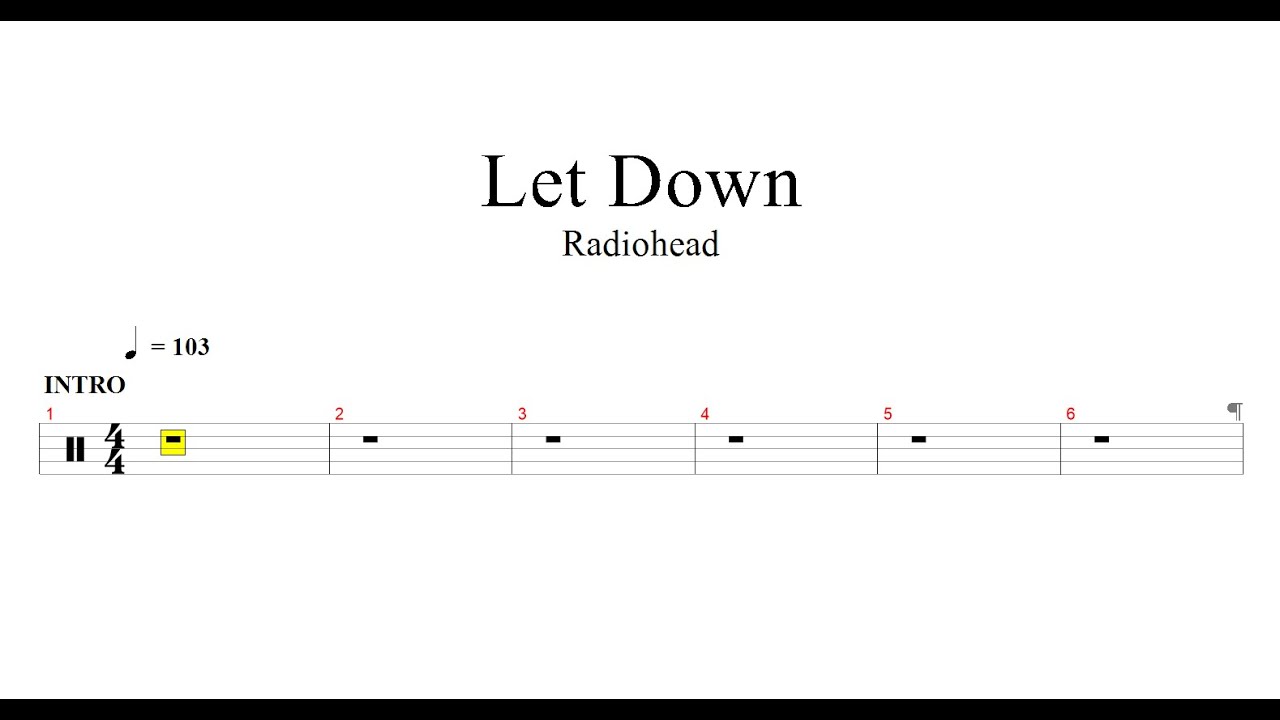 Radiohead-Let Down | Drum Sheet Music - YouTube