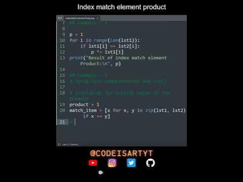 Index match element product in Python | Python Examples | Python Coding ...