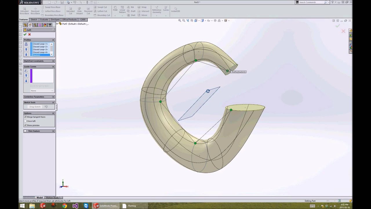 Loft With Guide Curves Using SolidWorks YouTube Loft With Guide Curves Using SolidWorks YouTube