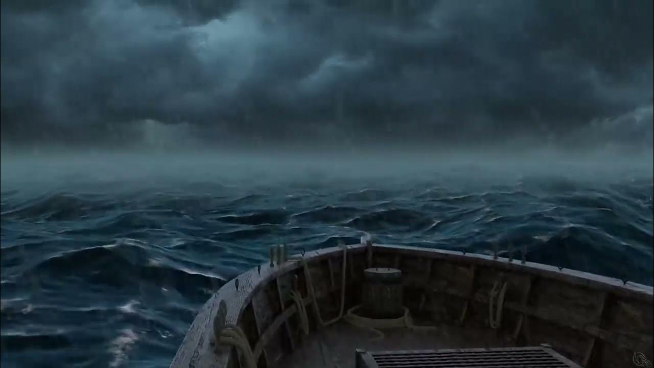 Rain, Thunder, and Stormy Ocean Sounds on Wooden Ship 10 Hour Sleep ...
