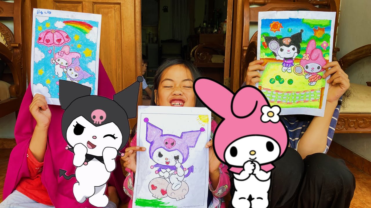 RAME RAME NGABUBURIT MEWARNAI KUROMI DAN MY MELODY - YouTube