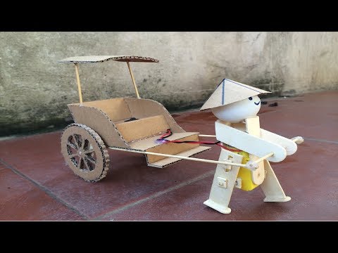 E Rickshaw | How to Make Robot Rickshaw Puller with DC Motor| Amazing ...