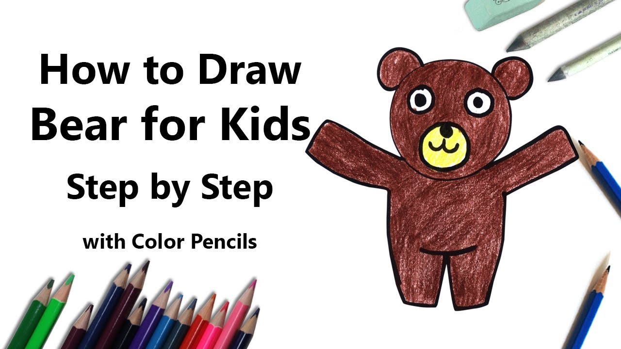 How to Draw a Bear for Kids Step by Step - very easy - YouTube