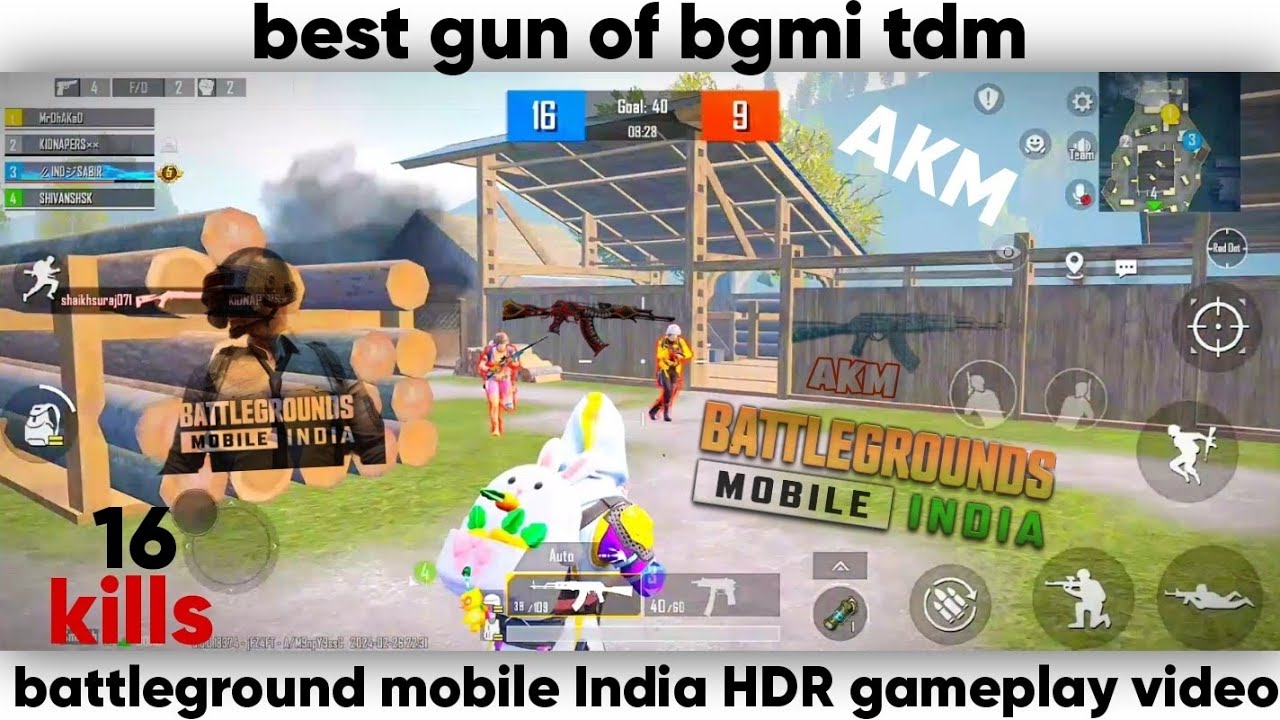 AKM the best gun in bgmi tdm 🔥akm 16 kills in battleground mobile India ...