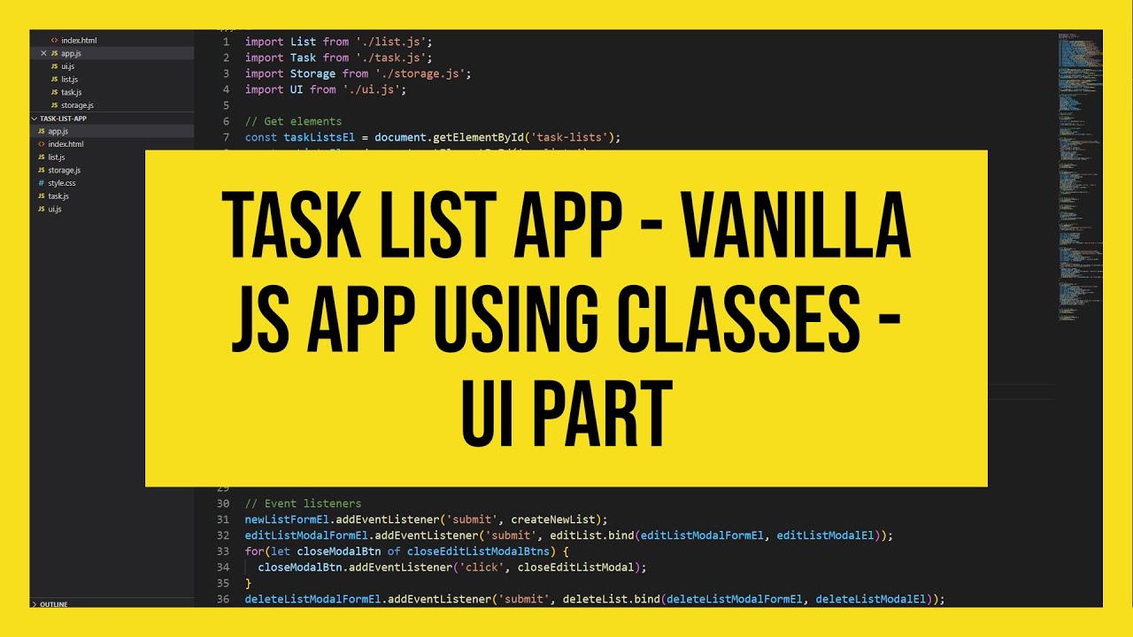 Task List - Javascript App using classes - UI part - YouTube