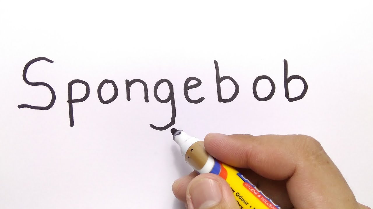 VERY EASY !, How to turn word SPONGEBOB into CARTOON for kids / learn ...