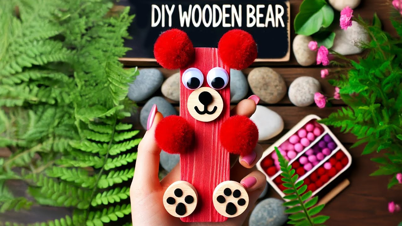 DIY Popsicle Stick Bear Craft 🐻 Easy & Fun Wooden Bear Craft for Kids # ...