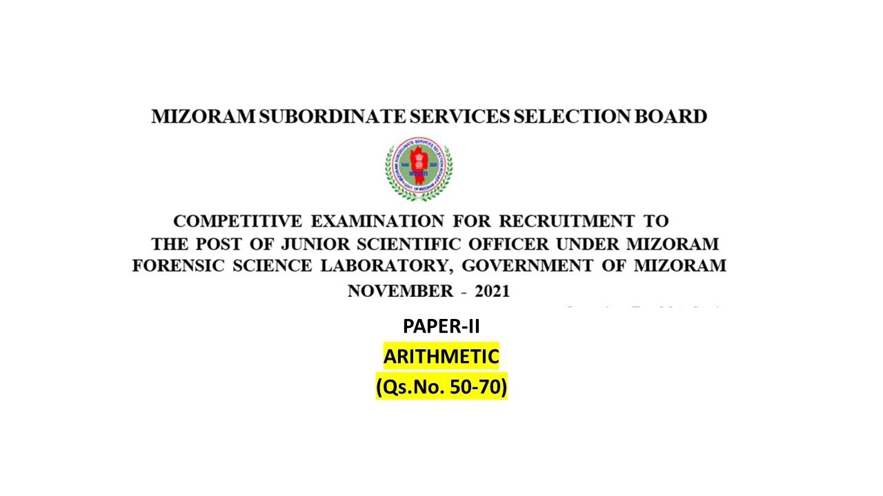 MSSSB Exam Nov,2021: Paper2 Arithmetic (50-70) #MSSSB #MSSSBExam # ...