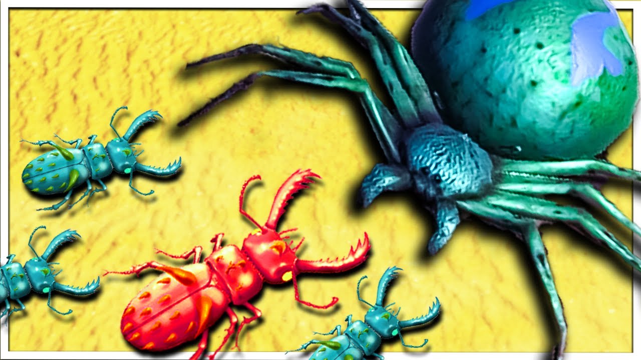 Beetles VS GIANT Spiders In Huge Battle | Beetle Uprising - YouTube
