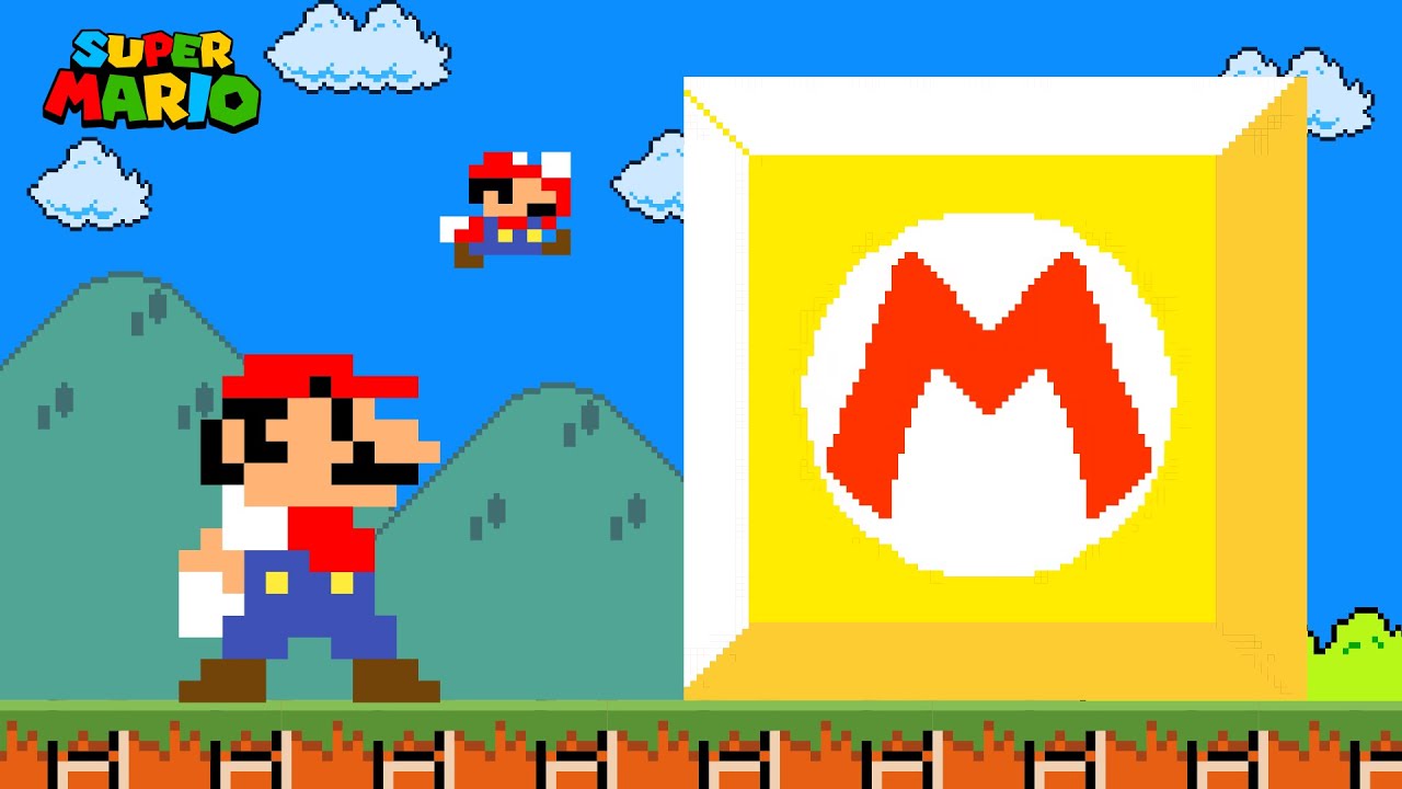 Mario and Tiny Mario vs Giant Golden Blocl M Maze Mayhem | Game ...