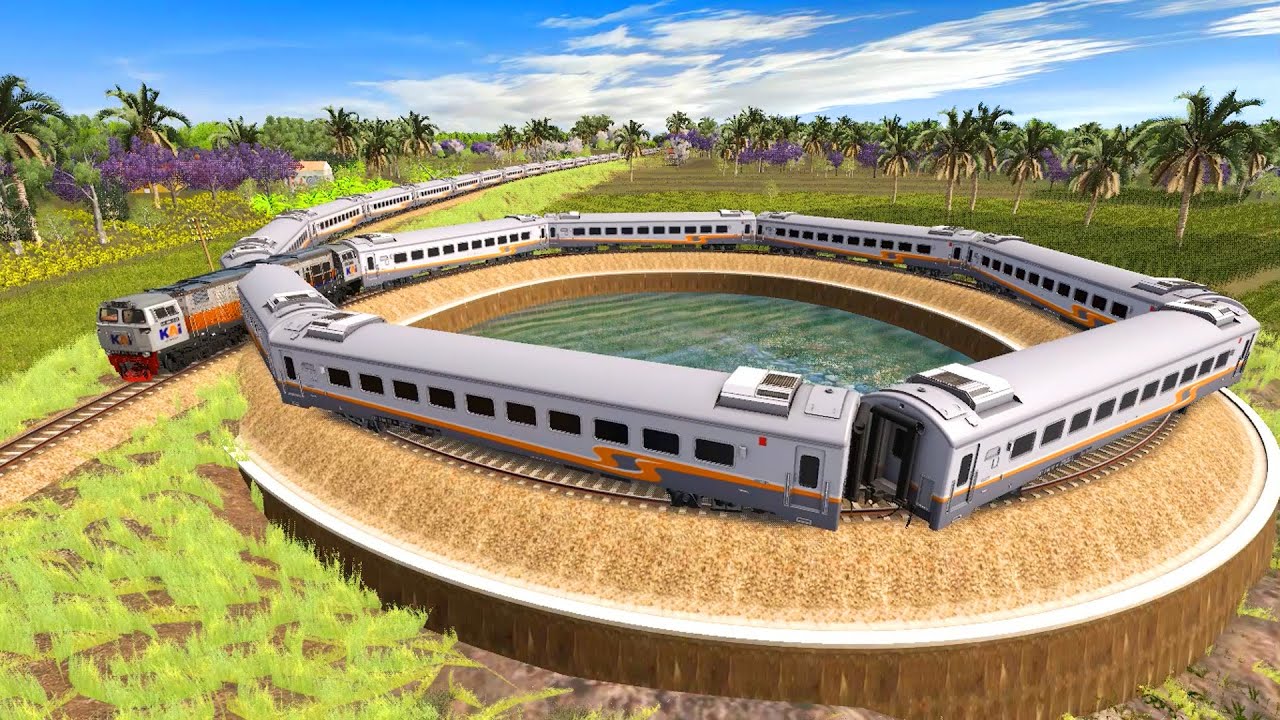 Spinning Railroad-Rotating Train-Bumpy Railroad Spinning Water Crossing ...