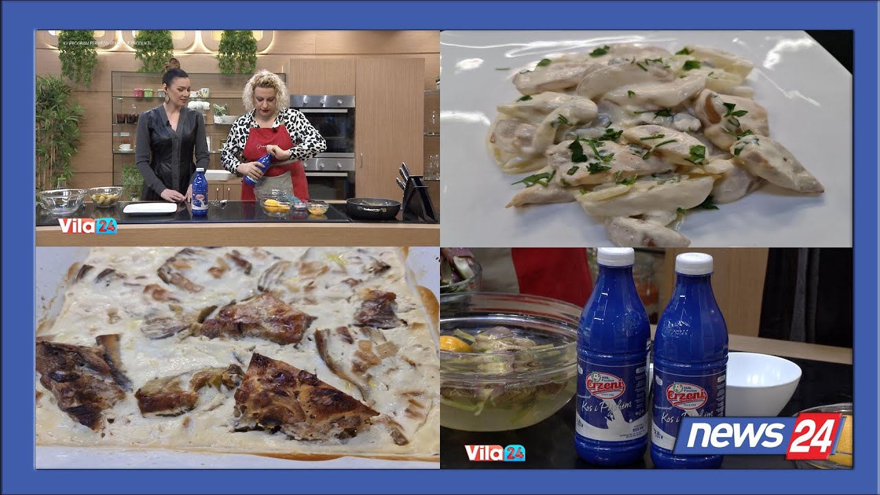 Tavë me argjinare dhe kos / Sallatë me mish pule dhe patate (Receta nga ...