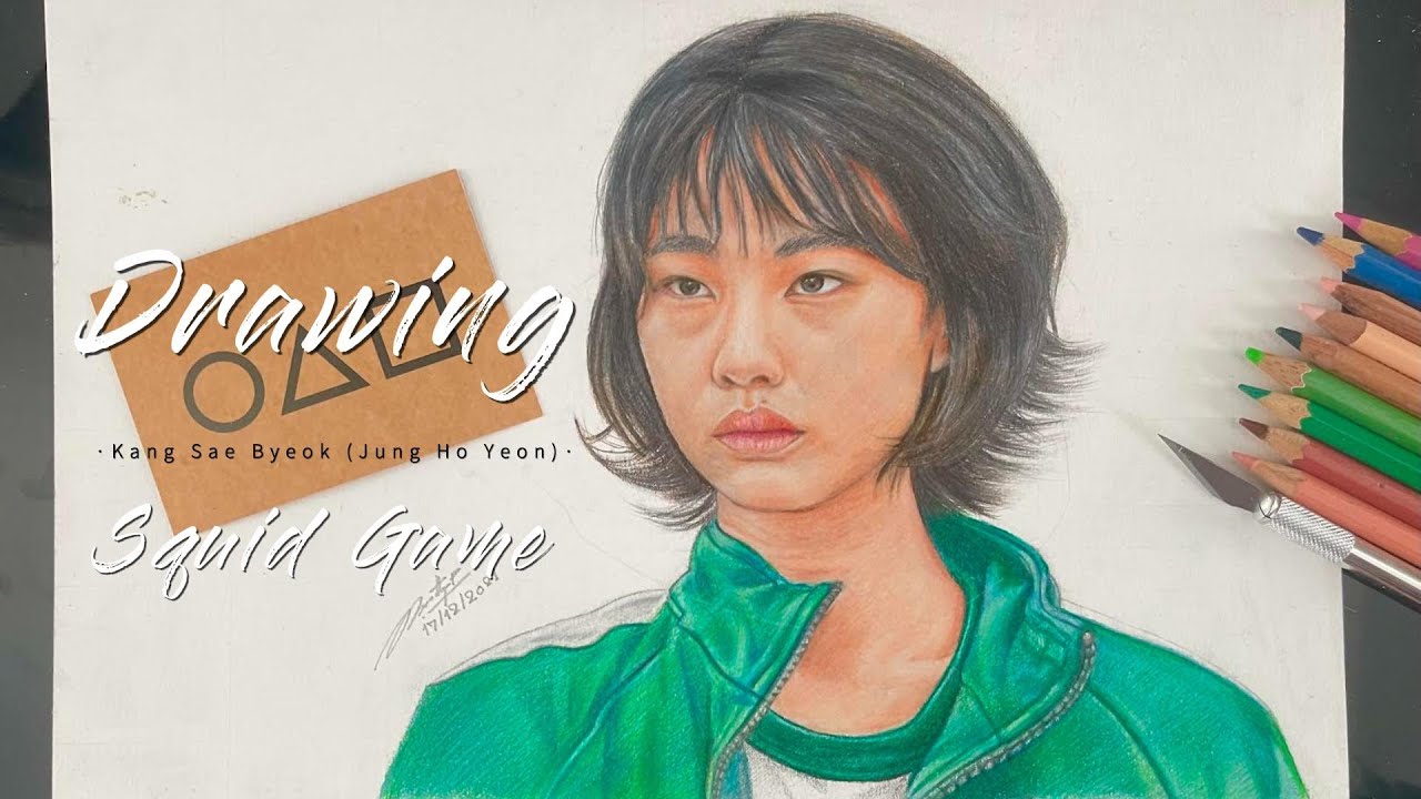 Drawing Kang Sae Byeok (Jung Ho Yeon) Player No.67 - Speed drawing ...