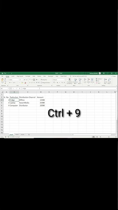 Shortcut Key To Hide and Unhide Row in Excel - YouTube