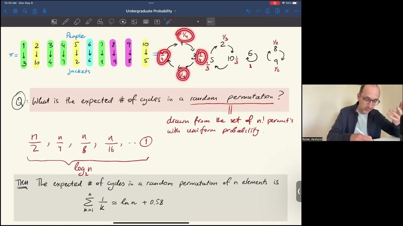 S4:E5 Expected number of cycles in a random permutation - YouTube