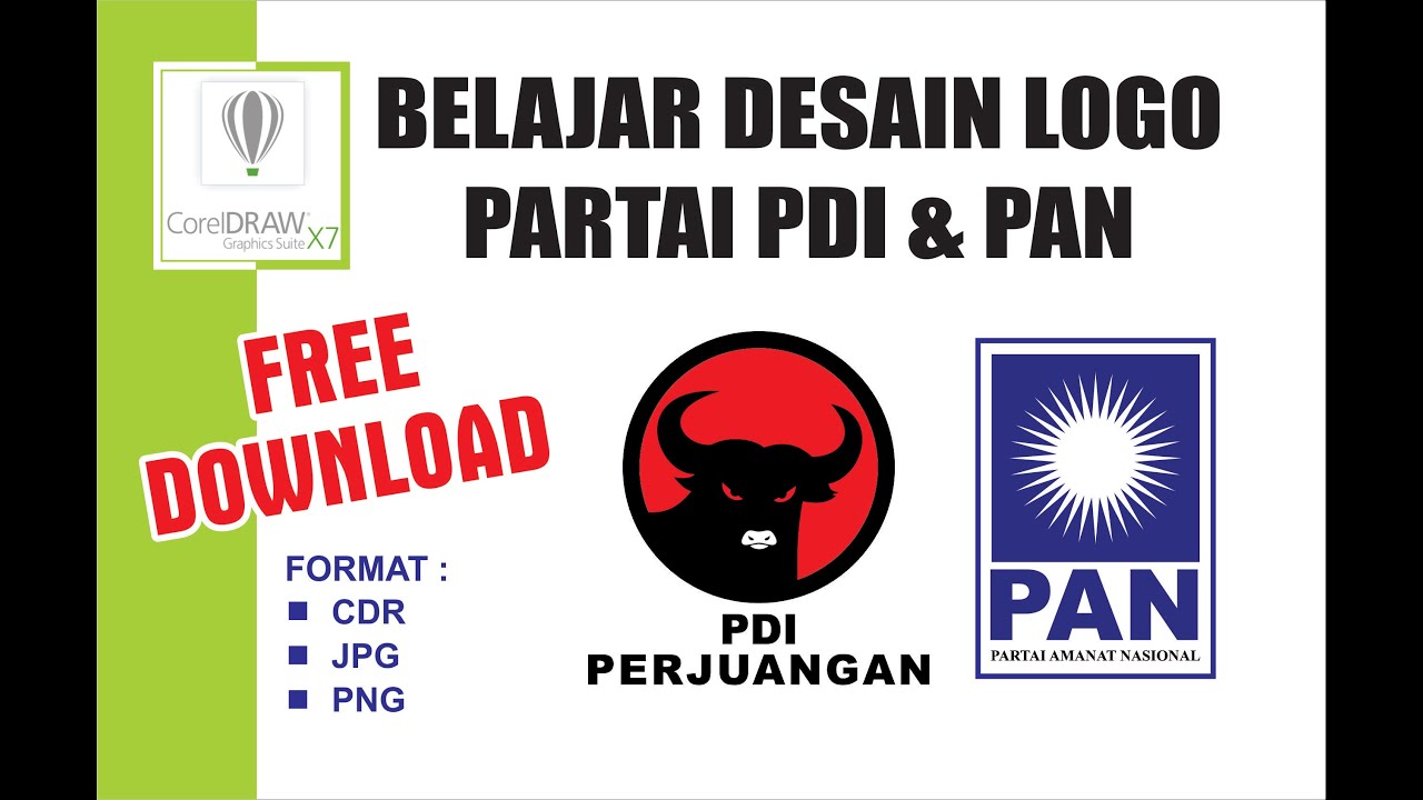 Belajar Desain Logo PDI dan PAN, free download - YouTube