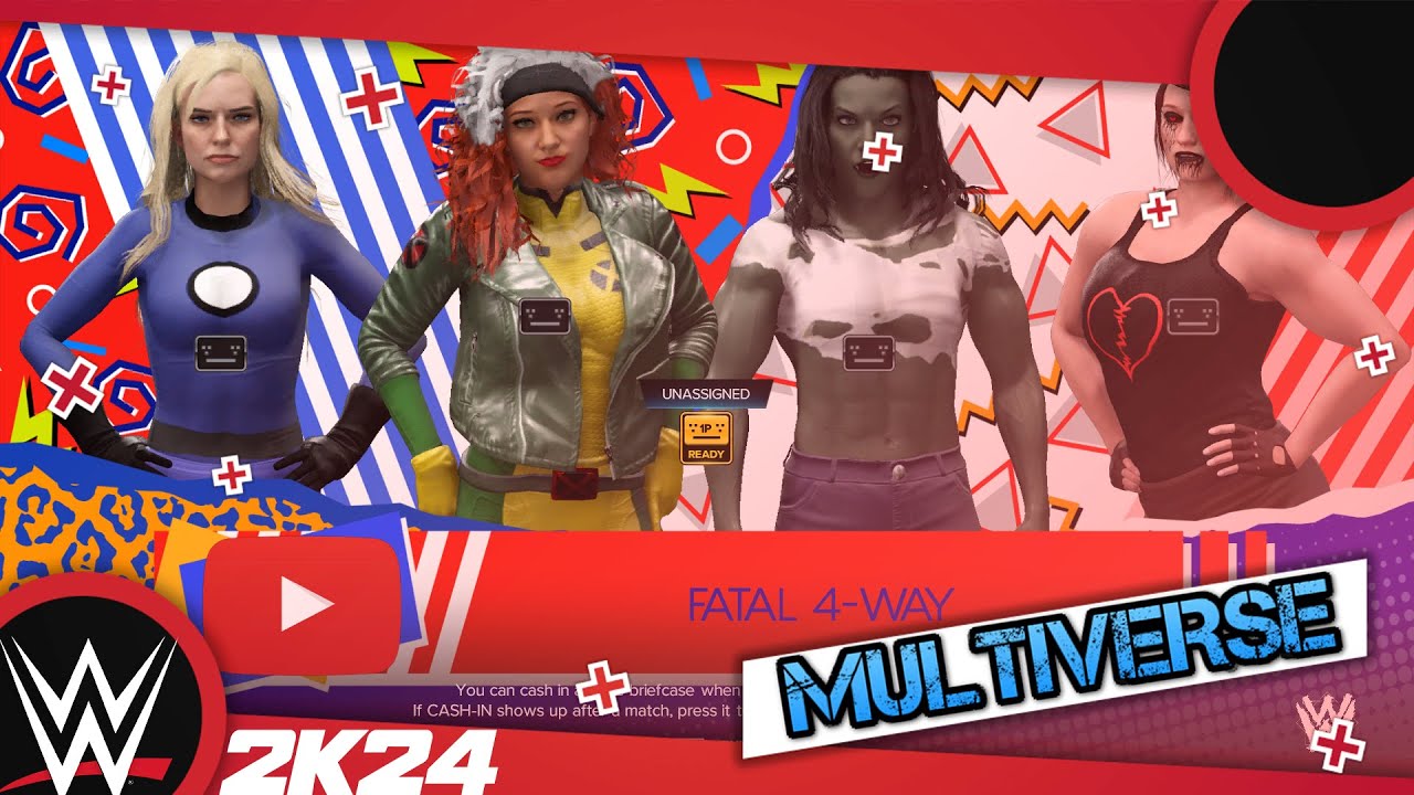 WWE 2K24 #multiverse - Rouge VS She Hulk VS Invinsible Woman VS Candle ...