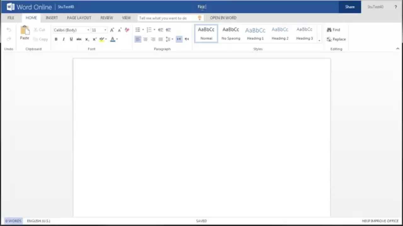 Office 365 - OneDrive: Creating a Word Document - YouTube