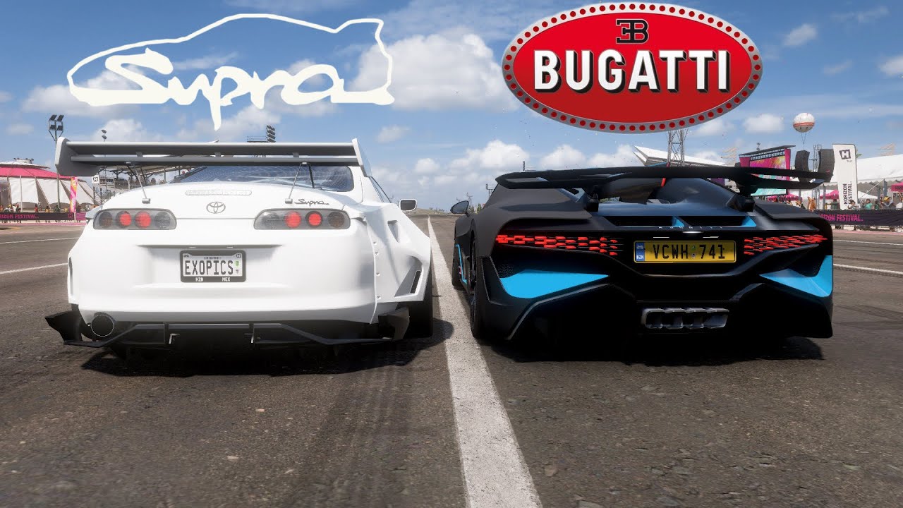 Modded Toyota Supra MK4 vs Bugatti Divo drag race (Forza Horizon 5 ...