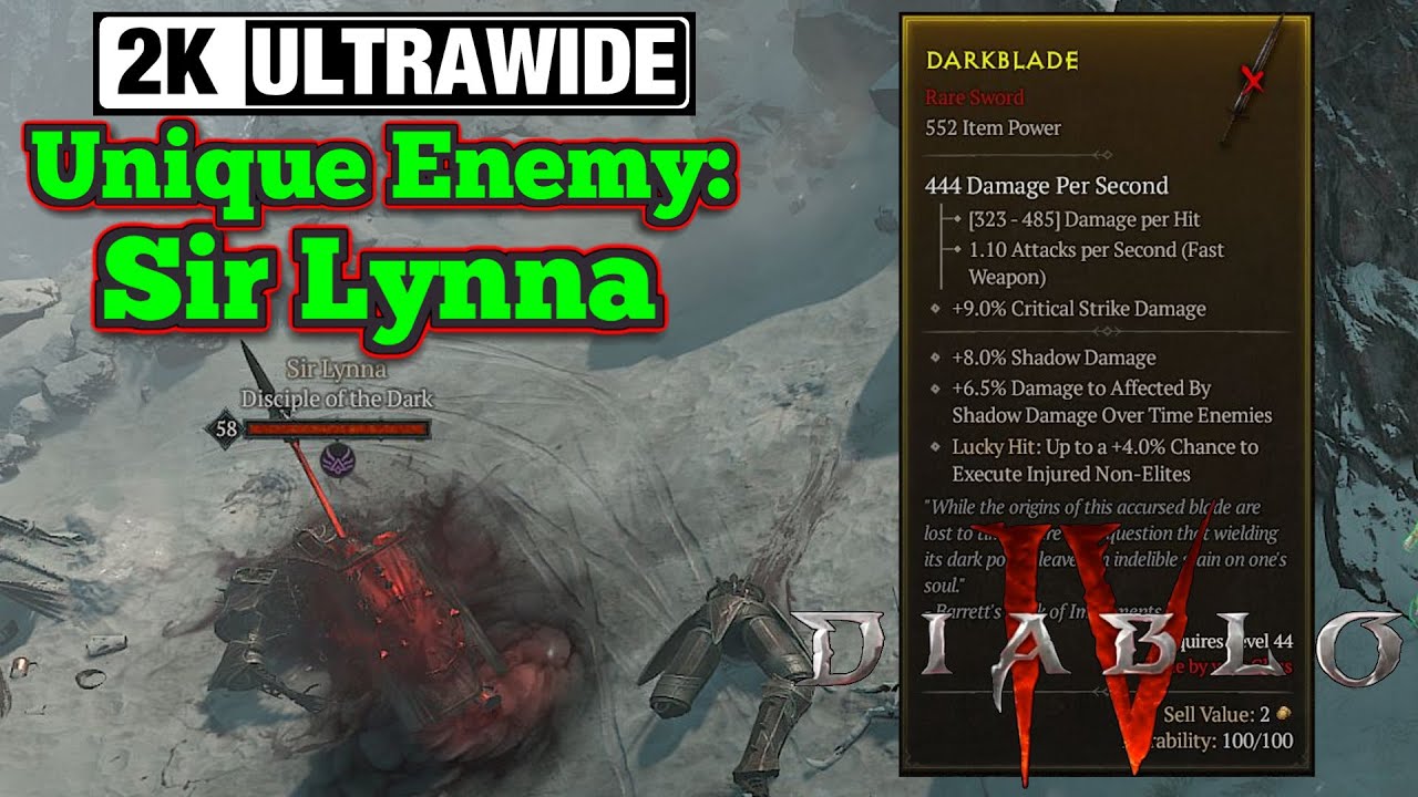 Sir Lynna Unique enemy location fight item drop Diablo IV 4 rare loot ...