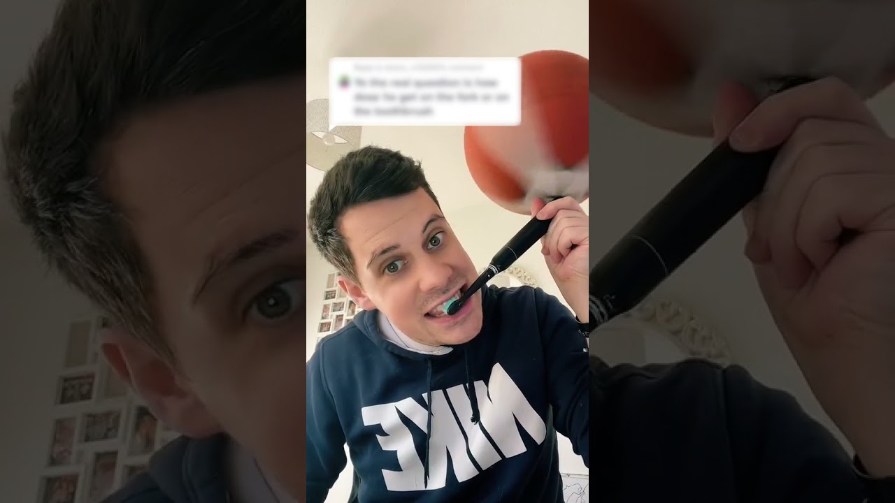 Guy Brushes His Teeth While Spinning Basketball on Toothbrush - 1270087 ...
