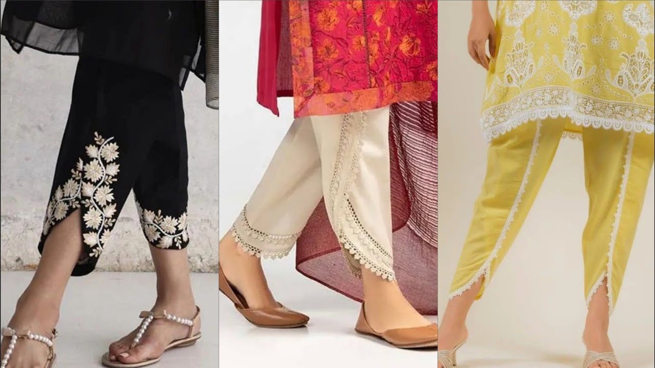 Modern Tulip Pants/Tulip Shalwar designing ideas with lace and ...