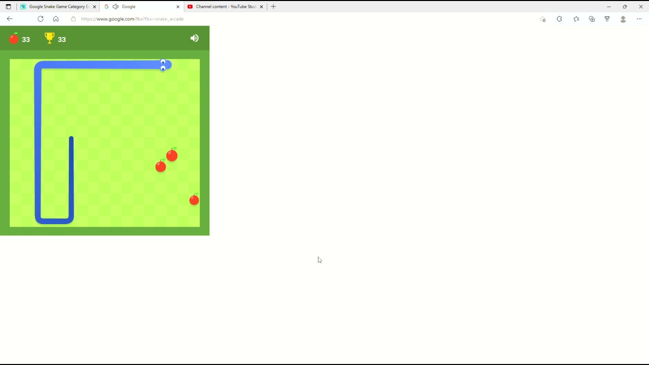 Google Snake Normal 3 Apples Slow Highscore - YouTube