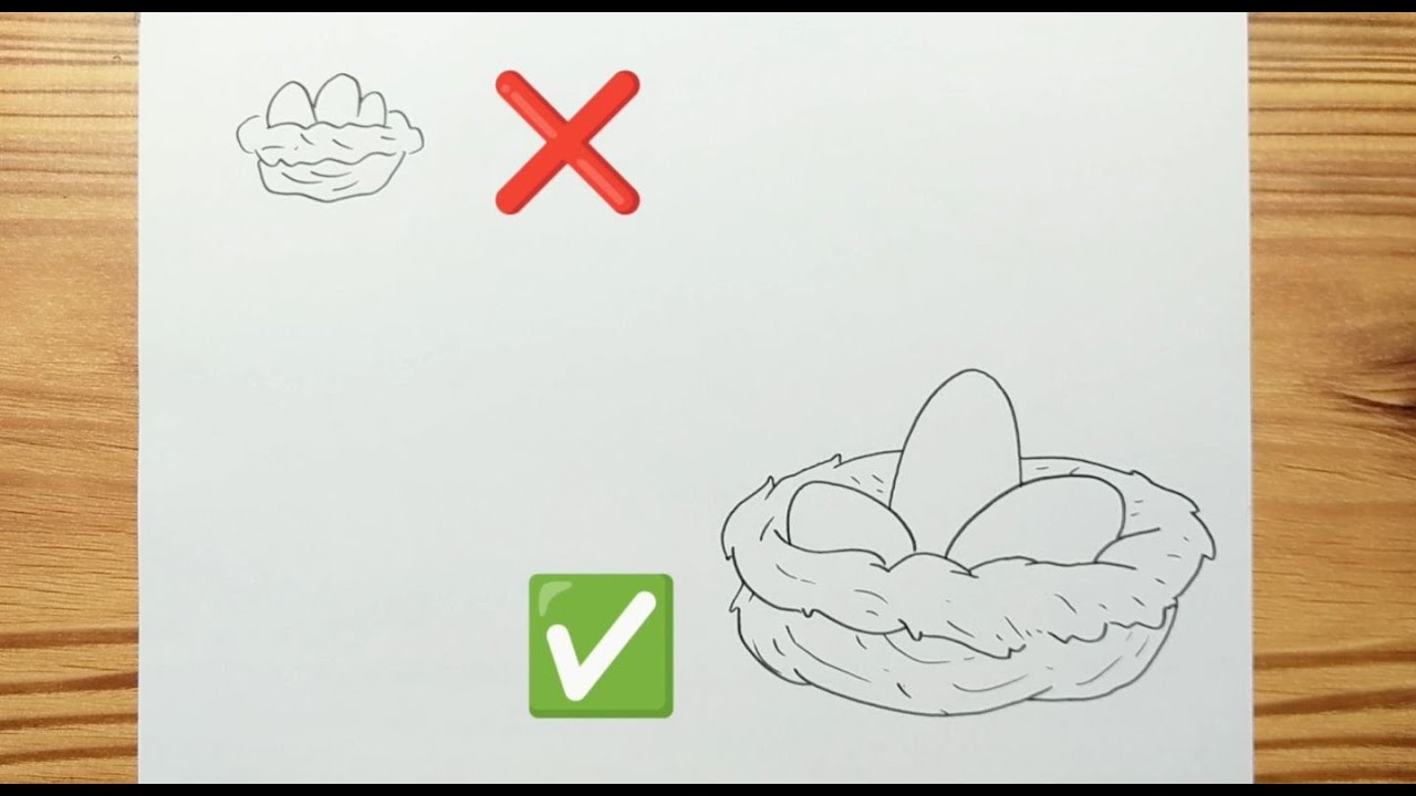 How to draw EGGS ON NEST Easy - YouTube