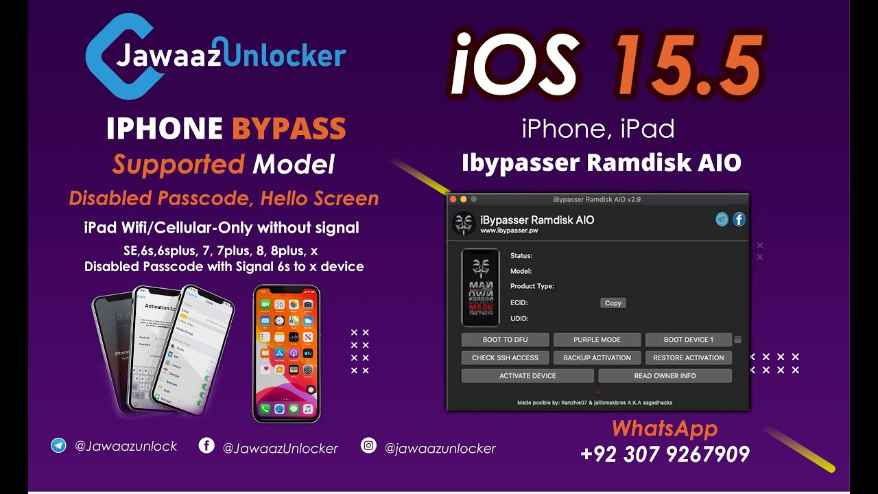 How to bypass iphone 7 iOS 15.5 by iBypasser Ramdisk AIO # ...
