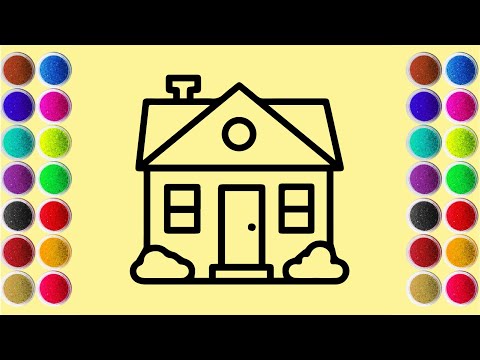 Coloring Home Sweet Home Colorful Using Colored Sand | Sand Painting | Coloring Page