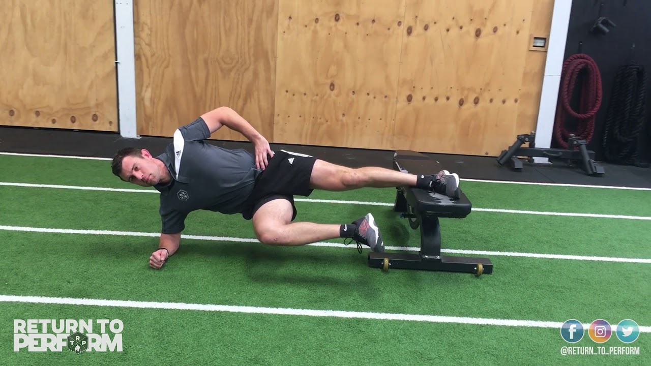 Bench Adductor Bridge - Long Lever Hold [Exercise Demonstration] - YouTube