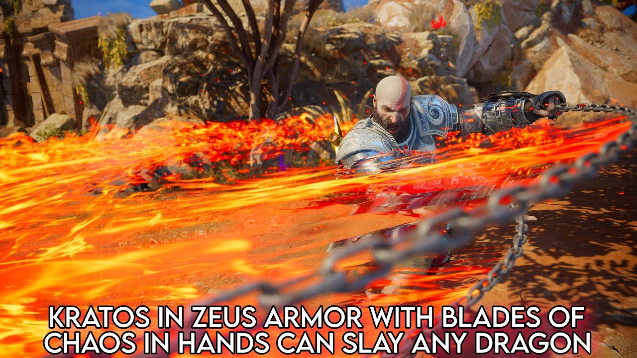 KRATOS IN ZEUS ARMOR WITH BLADES OF CHAOS IN HANDS CAN SLAY ANY DRAGON ...