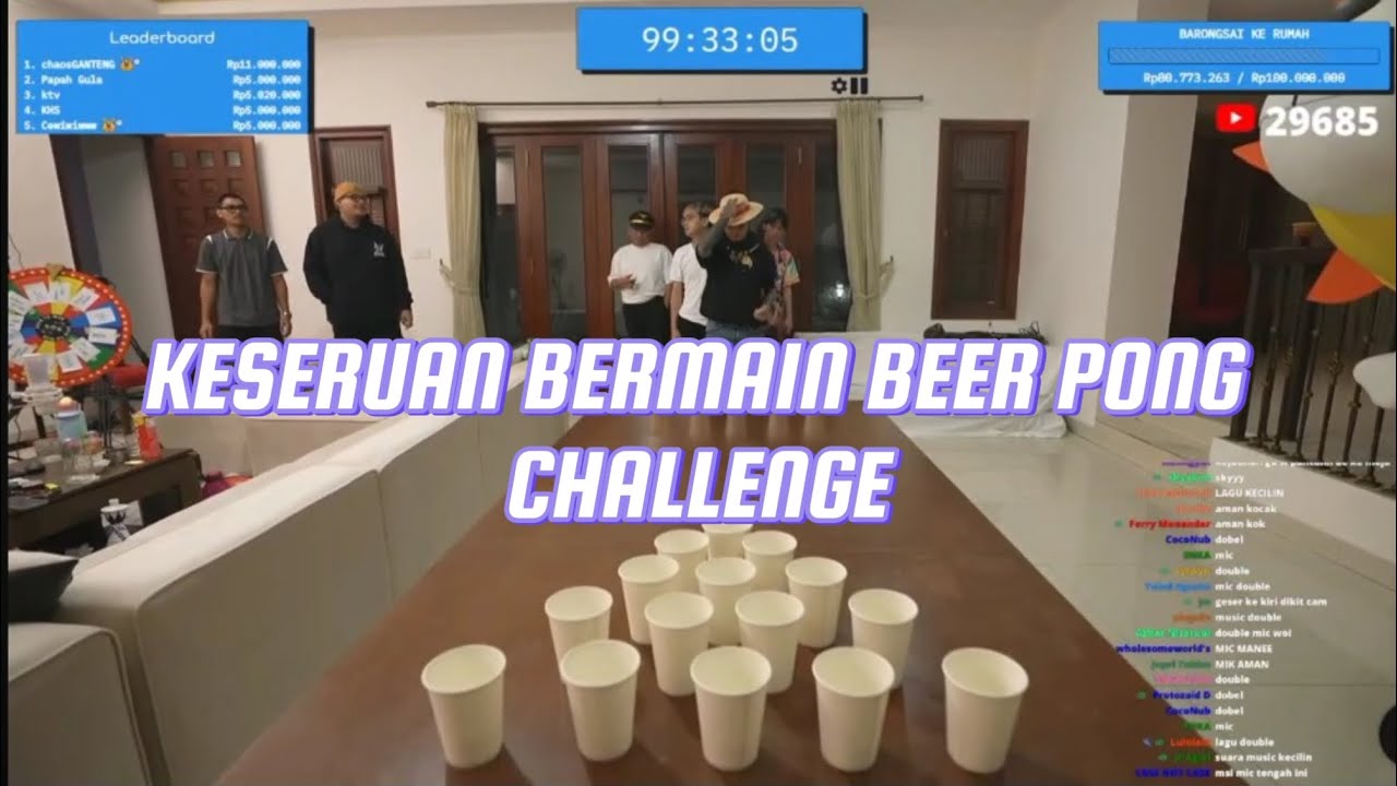 SERUU GUYS!! BERMAIN BEER PONG CHALLENGE LIVE MARATHON SEASON 2 REZA ...