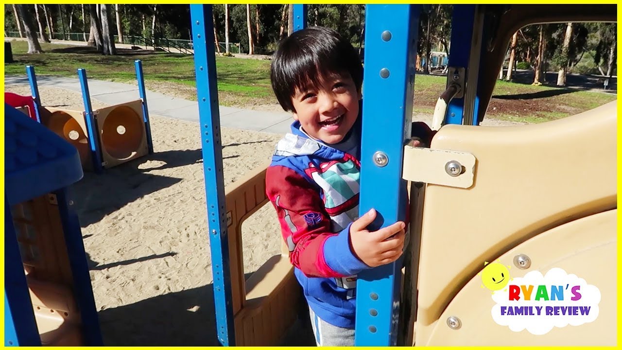 Outdoor Kids Playground and Huge Bounce House Fun with Ryan's Family ...
