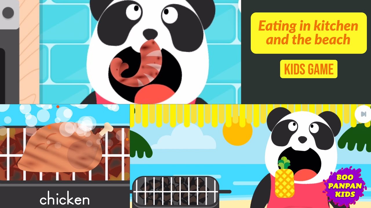 Elliot Panda Eating in kitchen and beach Lingokids game |Boopanpankids ...