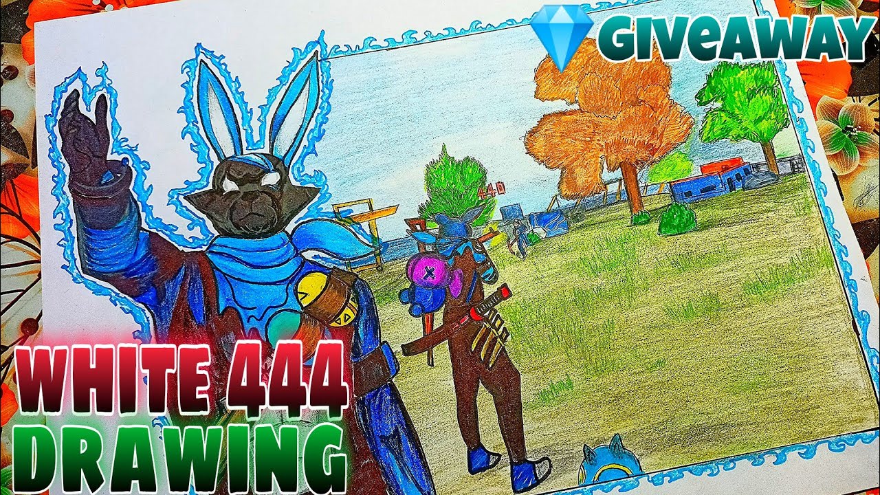 FREE FIRE DRAWING || white 444 drawing || BLACK Bunny bundle drawing ...