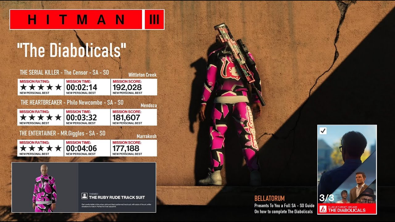 HITMAN 3 - Arcade - "The Diabolicals" How to complete all 3 Levels SA ...