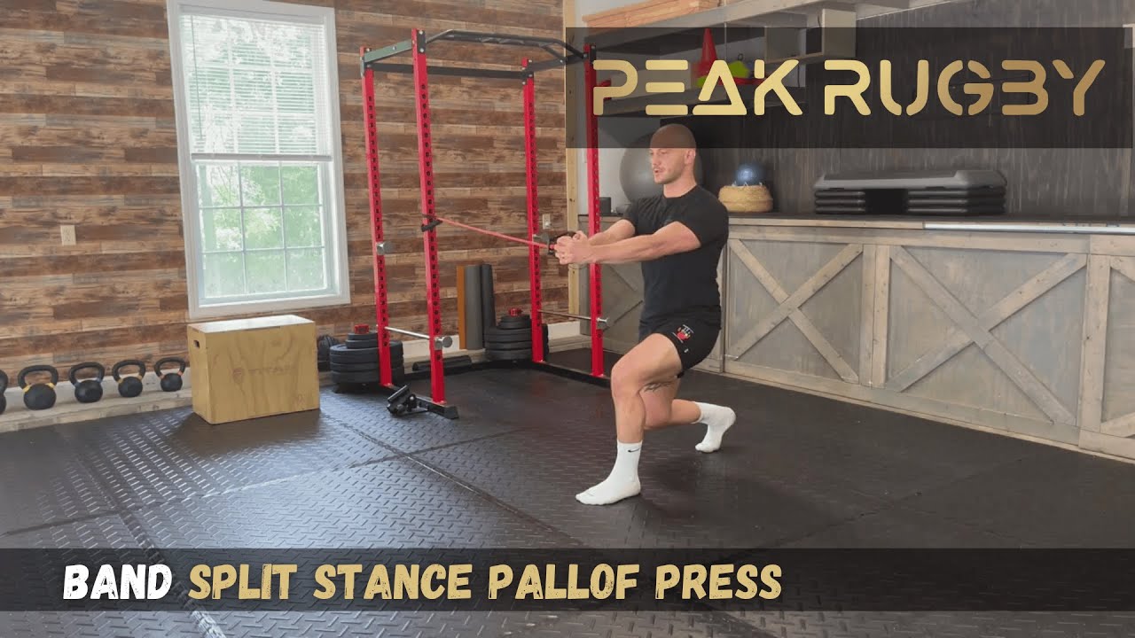 How to Do the Band Split Stance Pallof Press | Core Stability + Anti ...